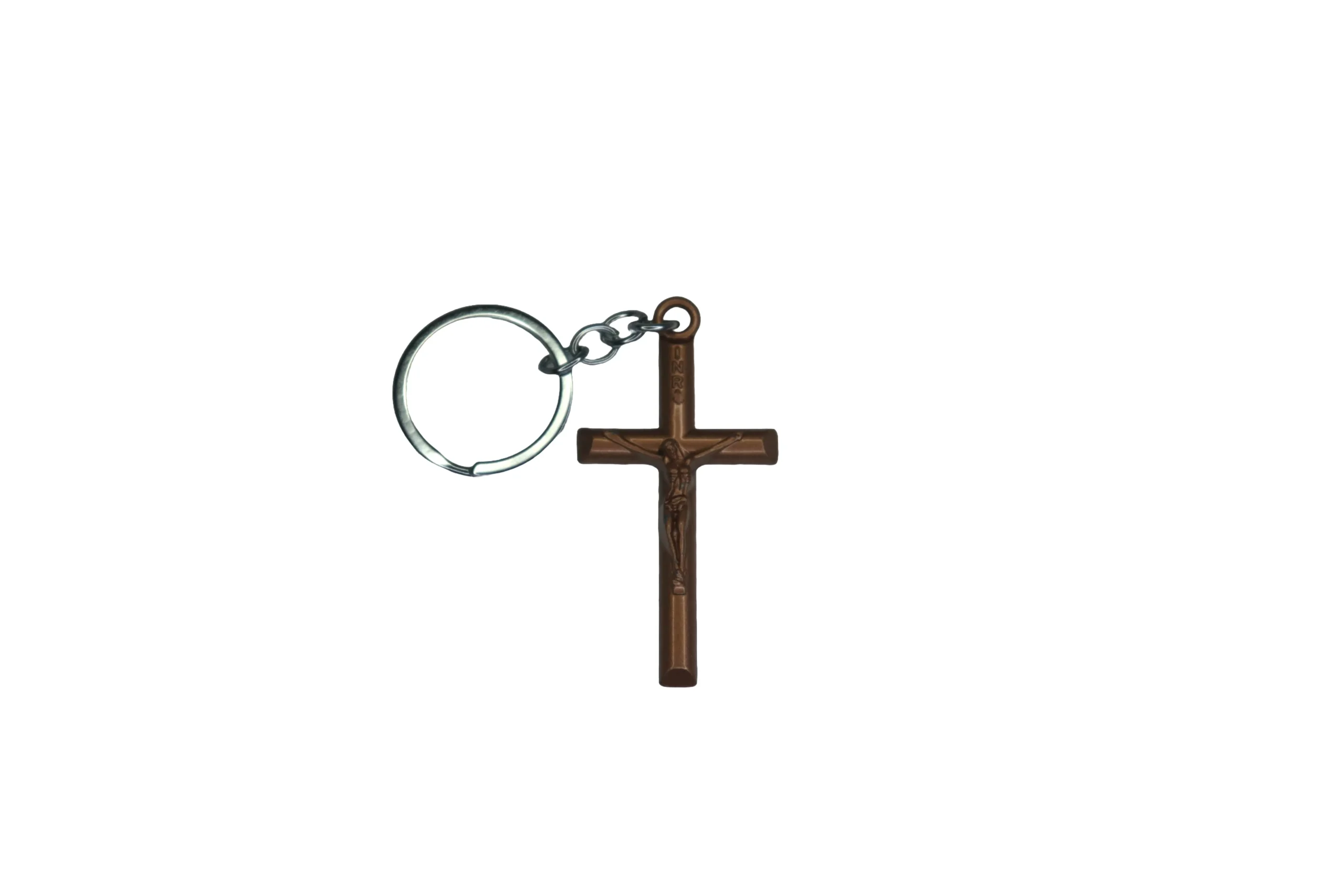 Golden Metallic Cross Jesus Key Chain