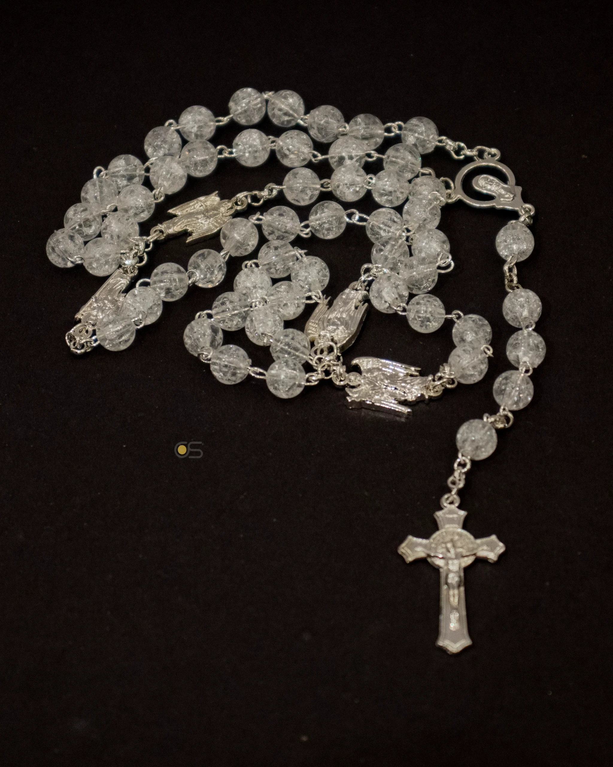 White Crystal Holy Trinity Rosary